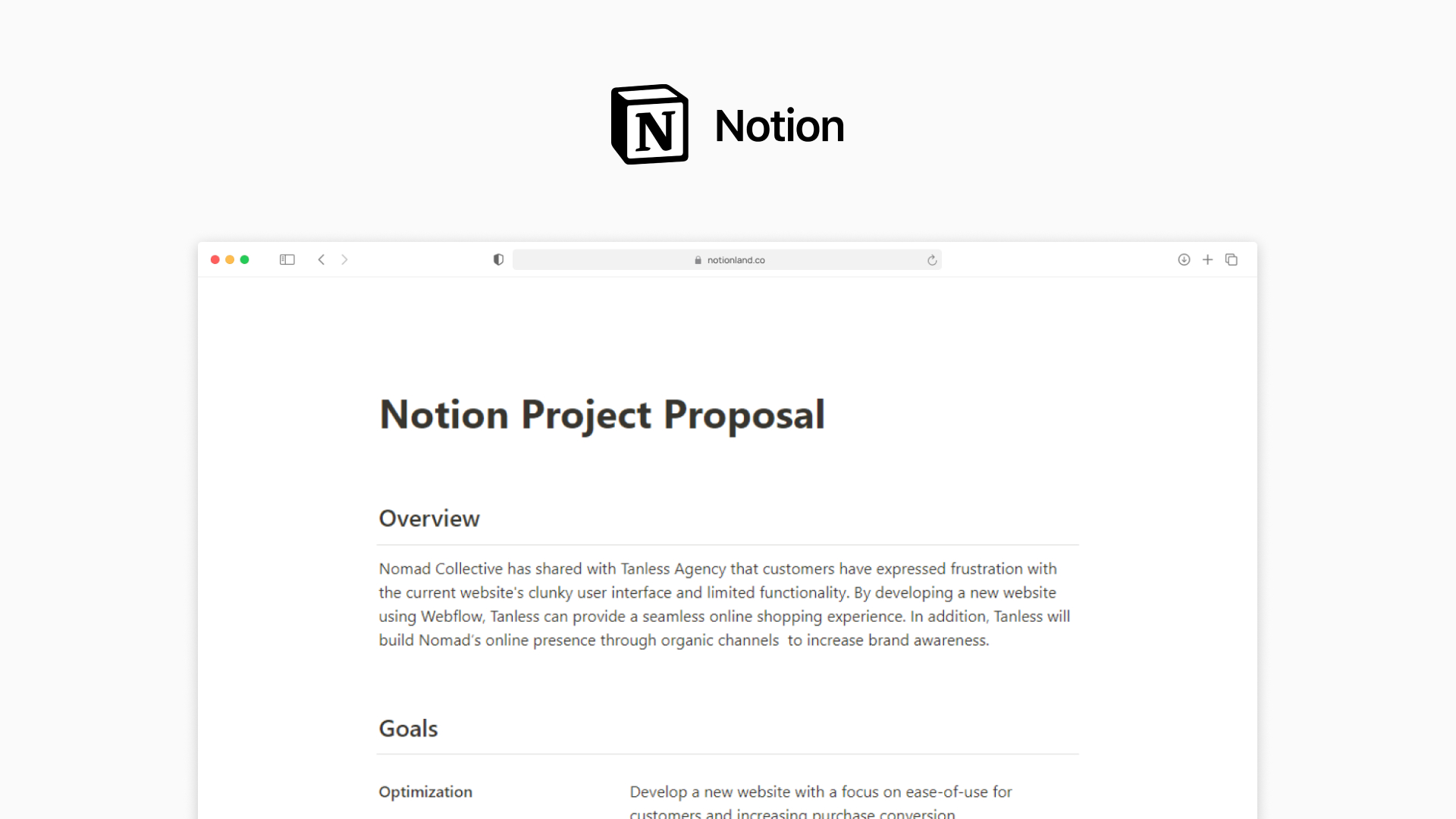 Notion Project Proposal - Notionland Template Gallery